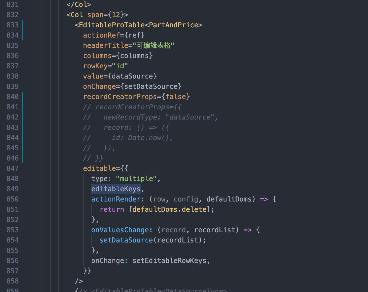 🐛[BUG] 我使用actionRef.current?.addEditRecord(row) 来控制新建行以后编辑input框的内容后,会报错 · Issue #3818 · ant ...