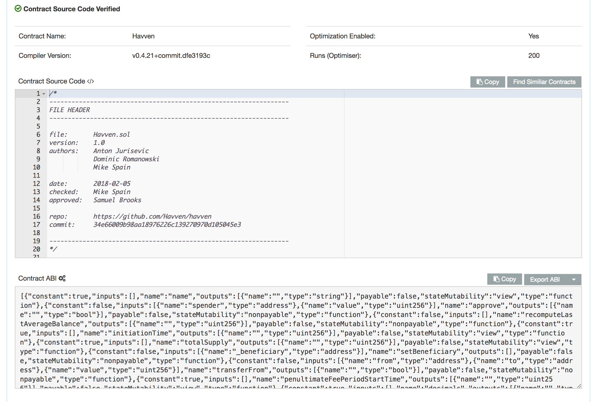 If Contract has been Verified, Developer sees Contract Source Code, ABI ...