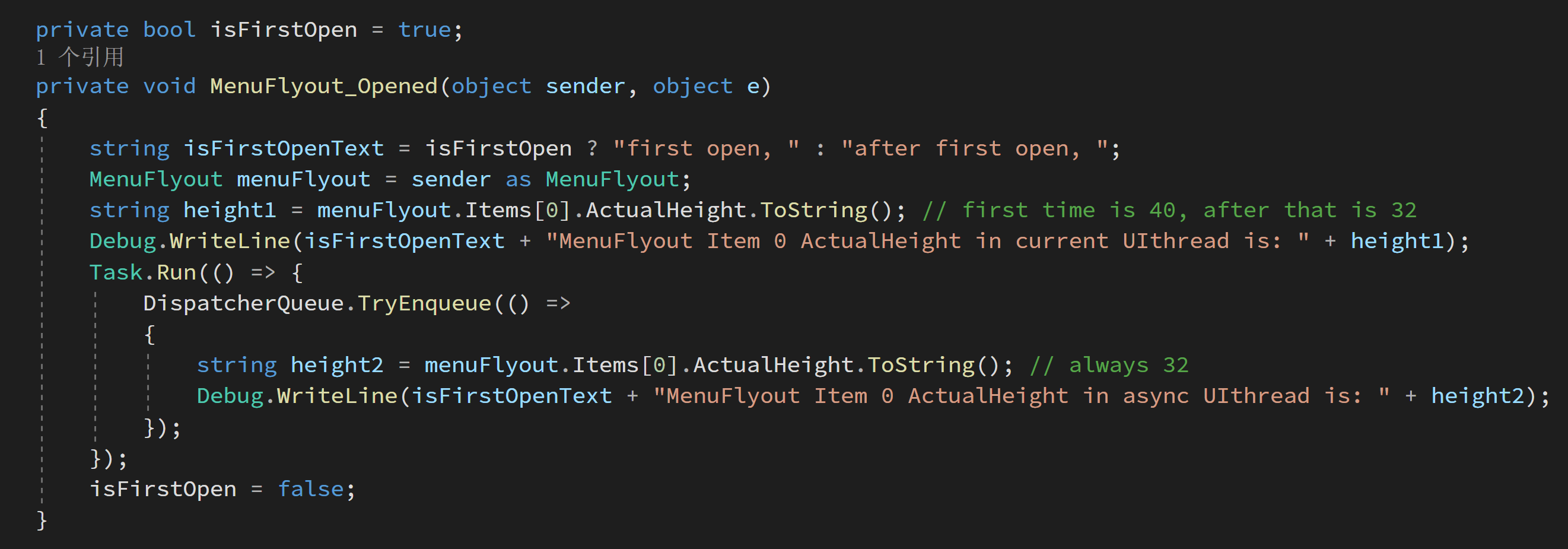 Get different MenuFlyoutItem ActualHeight in first Opened event by ...