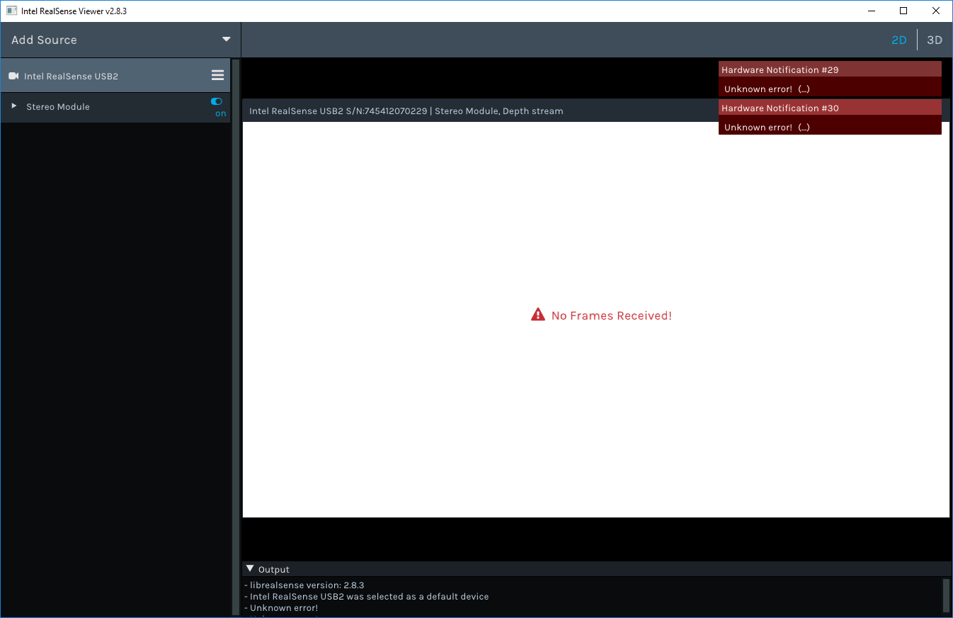d430 "No Frames Received!" in "Intel RealSense Viewer v2.8.3EXE" · Issue #901 · IntelRealSense ...