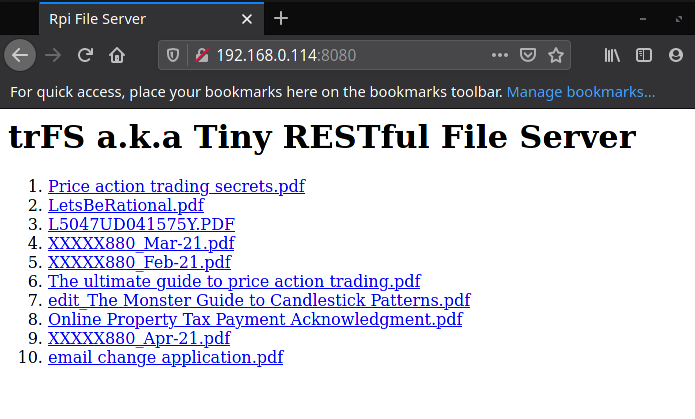 GitHub - nikhilakki/trFS: Tiny RESTful File Server written in Python for local network