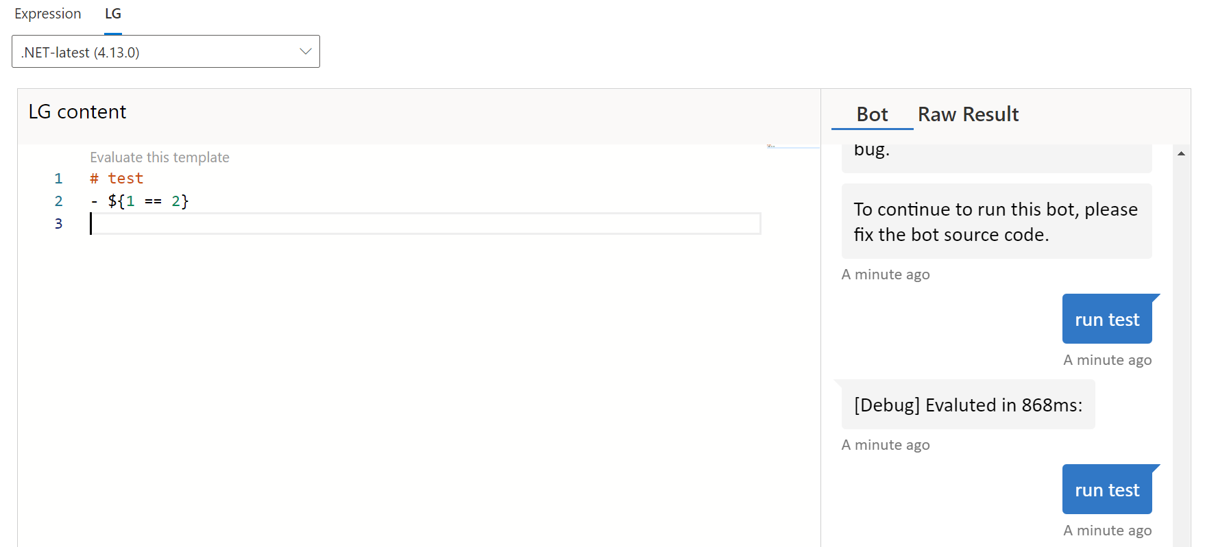Simple expressions fail in LG playground · Issue #5564 · microsoft/botbuilder-dotnet · GitHub