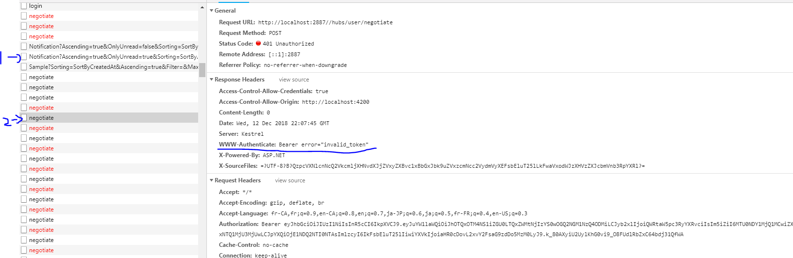SignalR WWW-Authenticate: Bearer error="invalid_token" · Issue #4620 · dotnet/aspnetcore · GitHub
