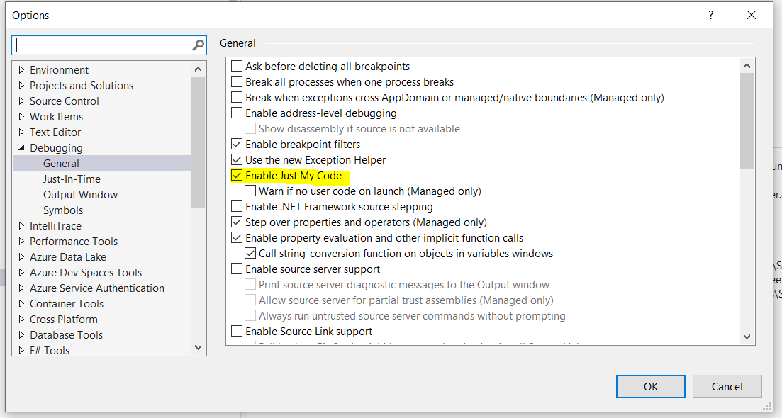 Enable just my code seems to not work · Issue #1588 · Azure/Azure ...