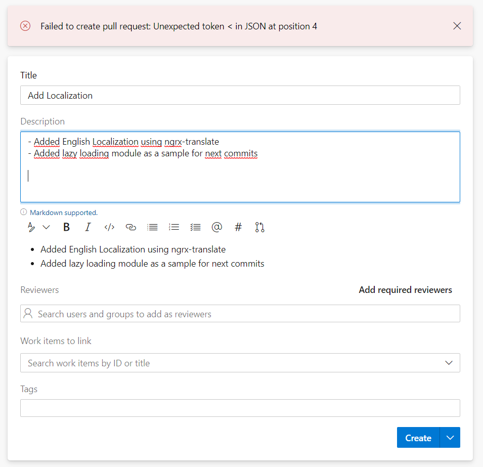 Error On Pull Request Creation · Issue 13100 · Microsoftazure 