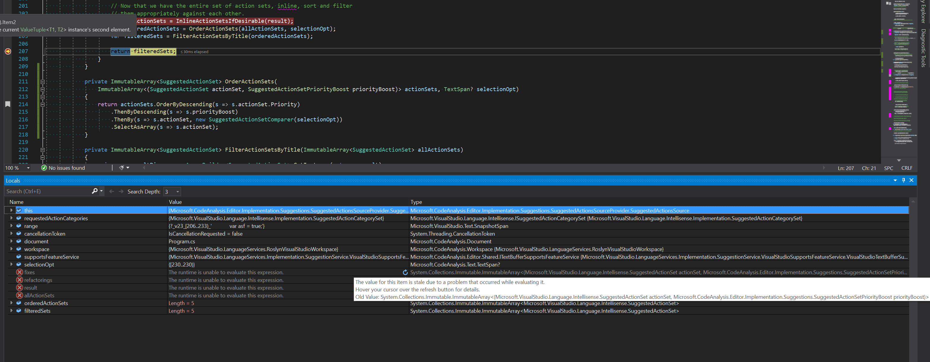 Debuger can't evaluate expression ImmutableArray · Issue #38541 · dotnet/roslyn · GitHub