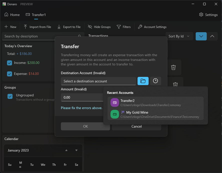 Suggest recent accounts when transferring money · Issue #244 · NickvisionApps/Denaro · GitHub