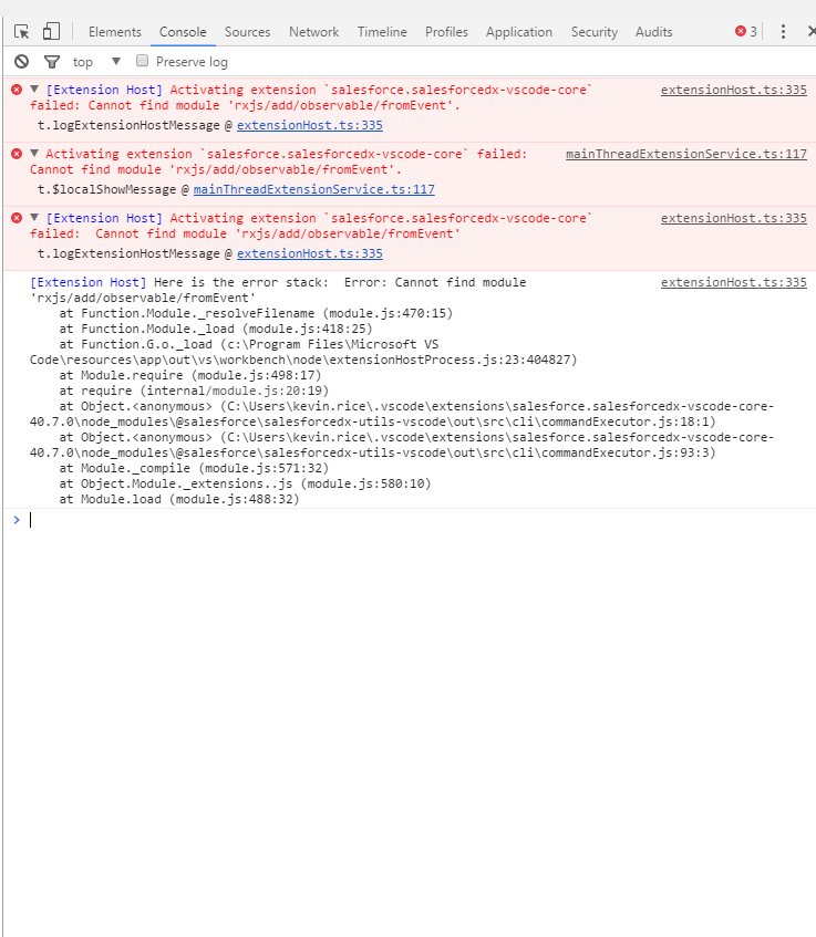 VS Code Errors Activating salesforce.salesforcedx-vscode-core Extension · Issue #67 ...