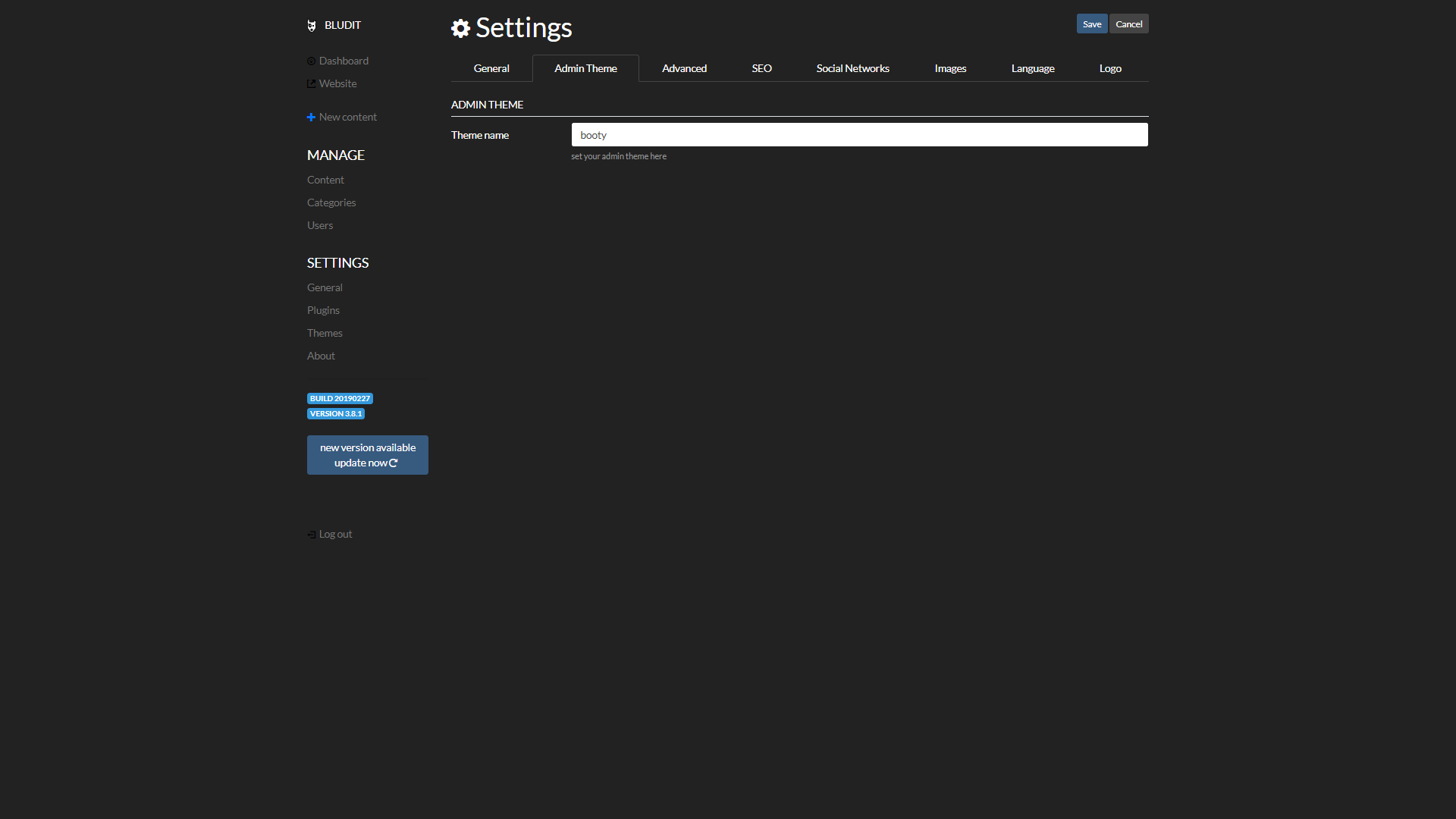 Dark mode for admin area · Issue #987 · bludit/bludit · GitHub