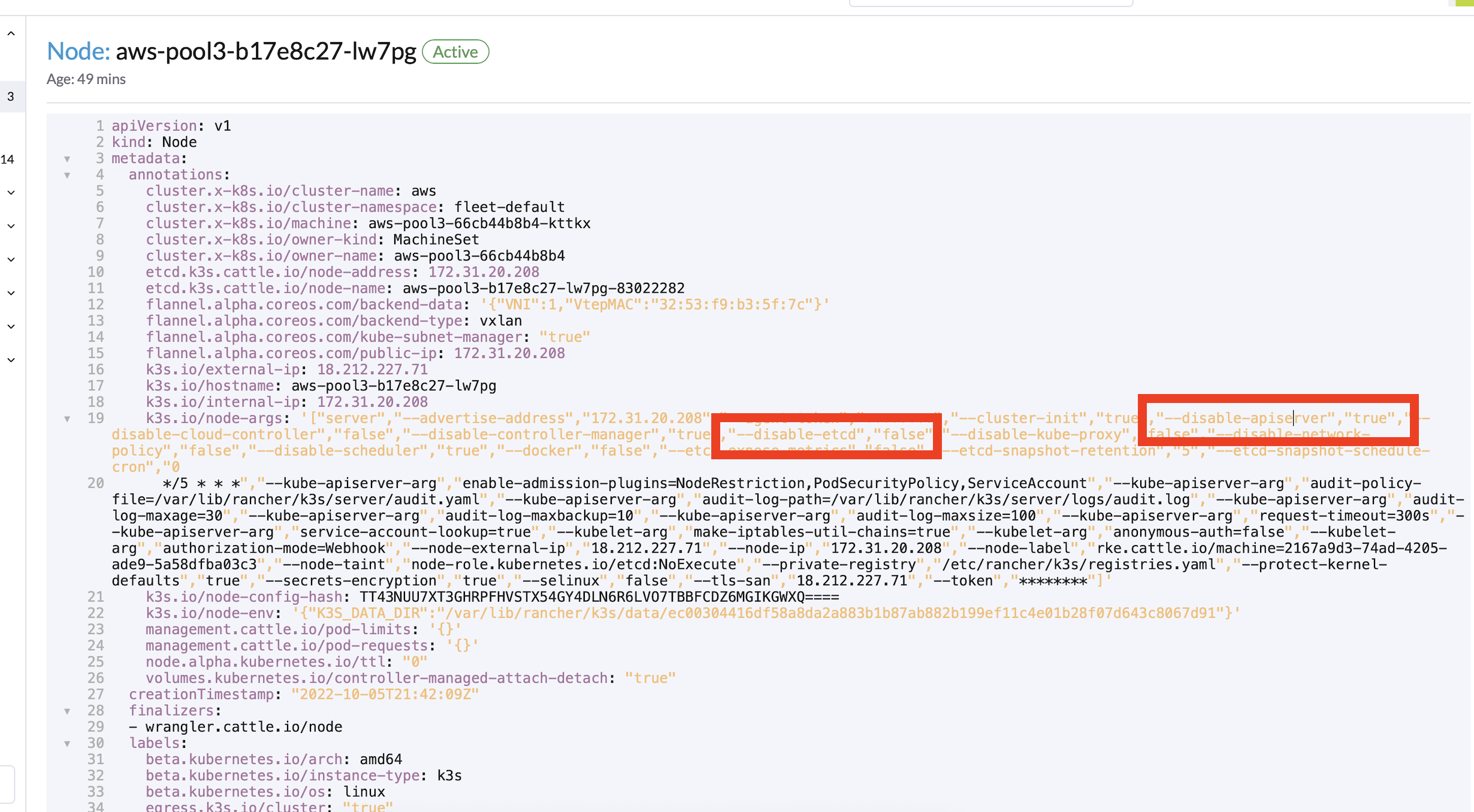 K3s hardened profiles fail checks `4.2.1`, `4.2.2` and `4.2.3` on `etcd` node for multi node ...