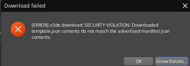 Unable to download multiplayer template from Project Manager · Issue #14968 · o3de/o3de · GitHub