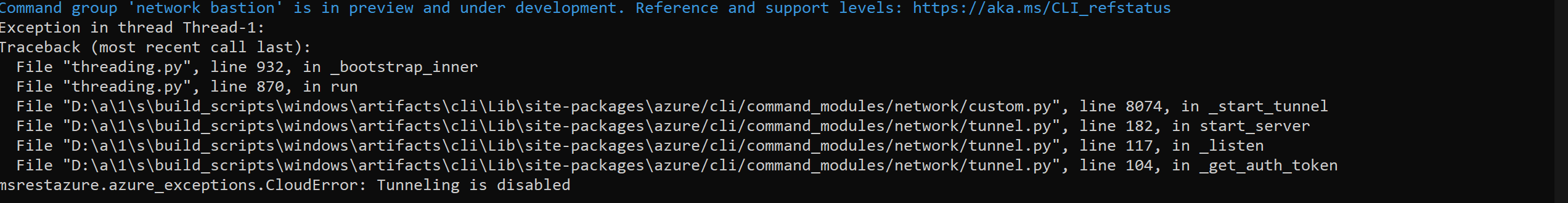 az network bastion cannot connect with native client. · Issue #19482 · Azure/azure-cli · GitHub