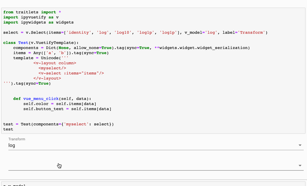 select does not work in template · Issue #18 · widgetti/ipyvuetify · GitHub