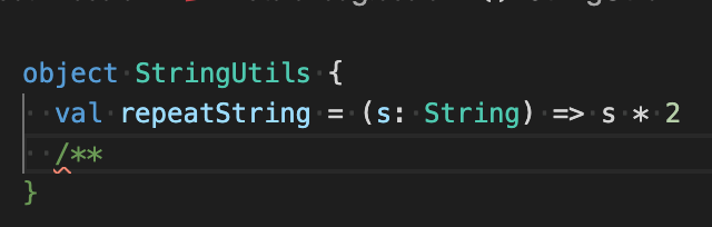Metals Doesnt Offer Autofill Scaladoc Comment Without Underlying String Of Valid Scala Code
