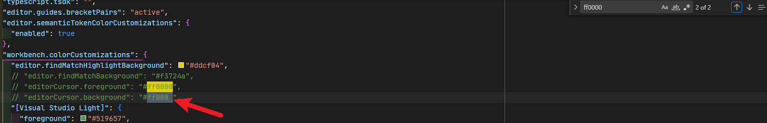 Dark Default Dark Theme Find Match The Last Letter Is Not Visible When Vim Is Enabled · Issue