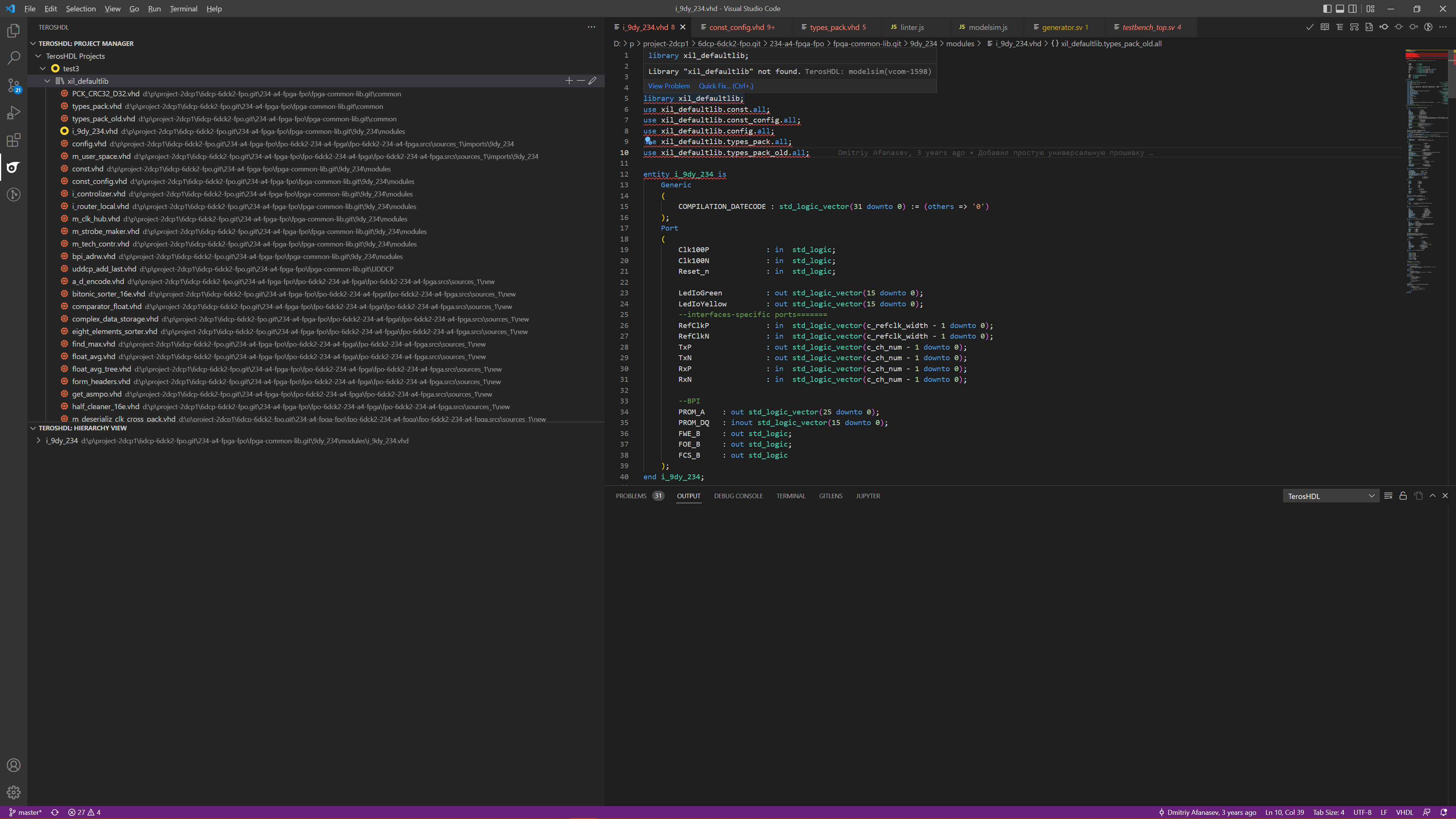 Modelsim can't find other files when linting · Issue #325 · TerosTechnology/vscode-terosHDL · GitHub