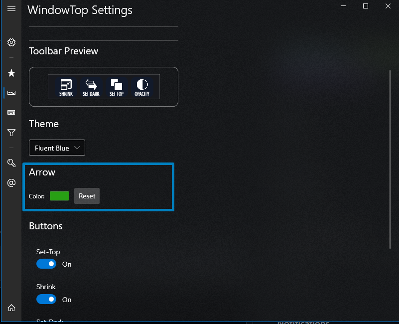 Add option to change the color of the toolbar arrow · Issue #93 · WindowTop/WindowTop-App · GitHub