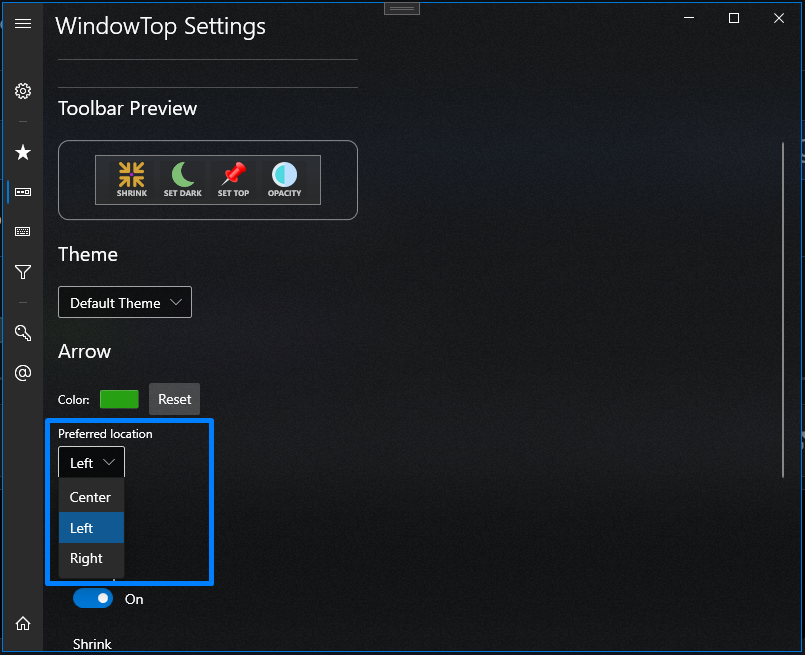 Implement option to configure the toolbar arrow position (Left, Center, Right) · Issue #137 ...