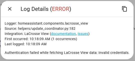LaCrosse View - "Failed to set up: Invalid credentials." - Occuring Repeatedly · Issue #89556 ...