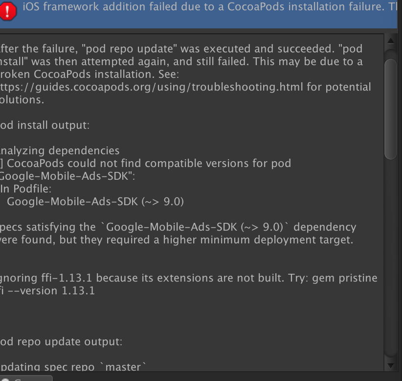 I can not generate .xcworkspace file[GoogleMobileAds-v7.0.0] · Issue #2026 · googleads/googleads ...