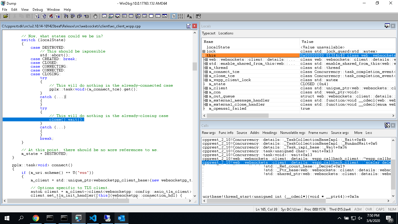 Hang in wspp_callback_client destructor on windows · Issue #1356 · microsoft/cpprestsdk · GitHub