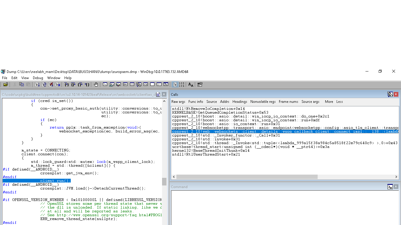 Hang in wspp_callback_client destructor on windows · Issue #1356 · microsoft/cpprestsdk · GitHub