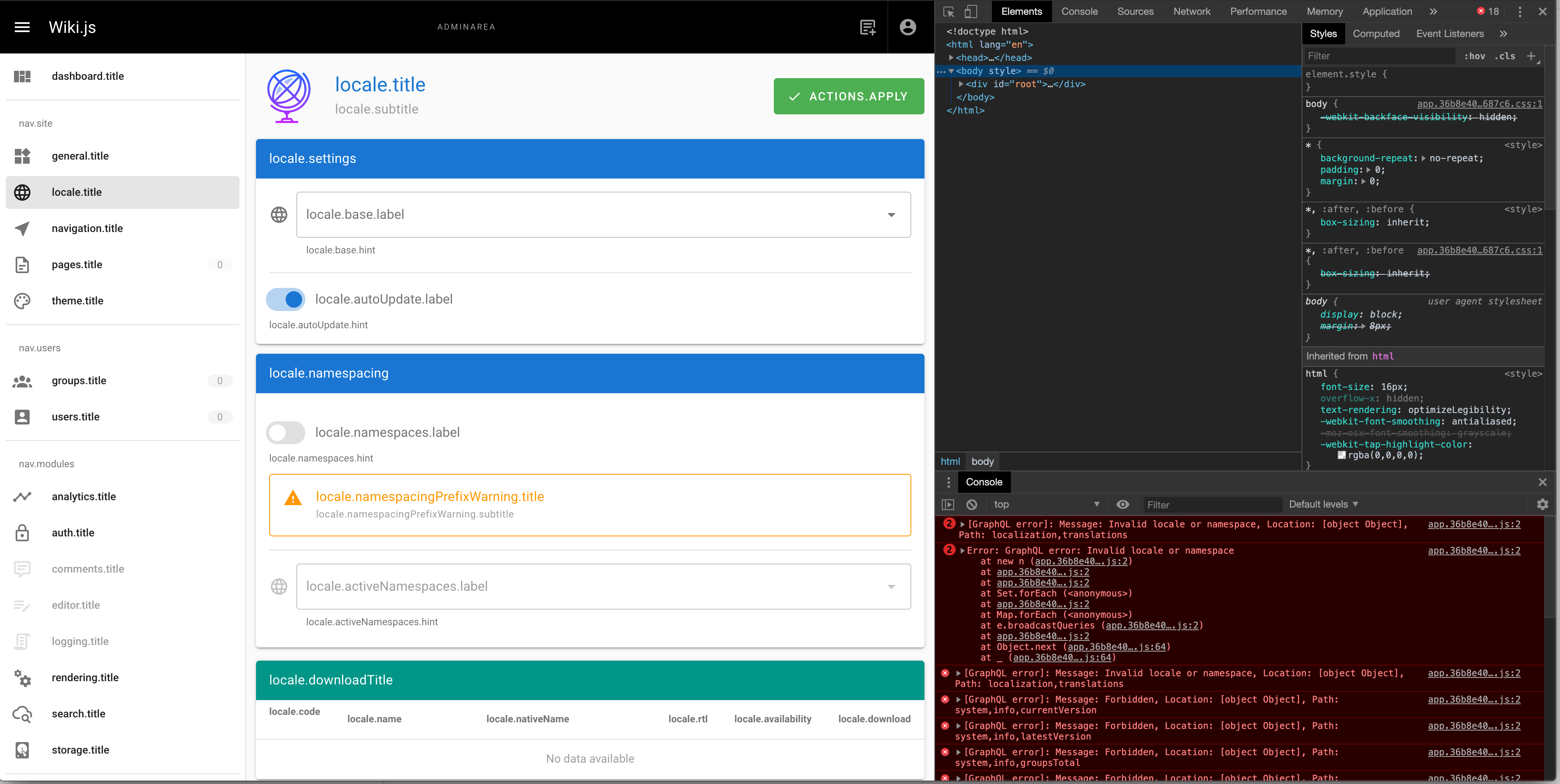 Issues with localization · Issue #1203 · requarks/wiki · GitHub