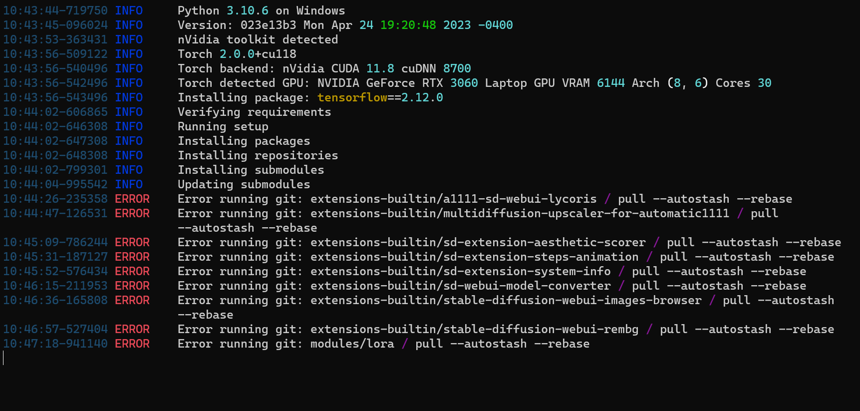 [Issue]: error Updating submodules · Issue #454 · vladmandic/sdnext · GitHub
