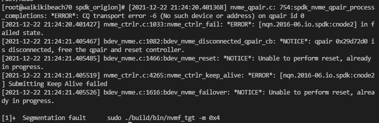[NVMf failover] Segmentation Fault in Failover. · Issue #2285 · spdk/spdk · GitHub