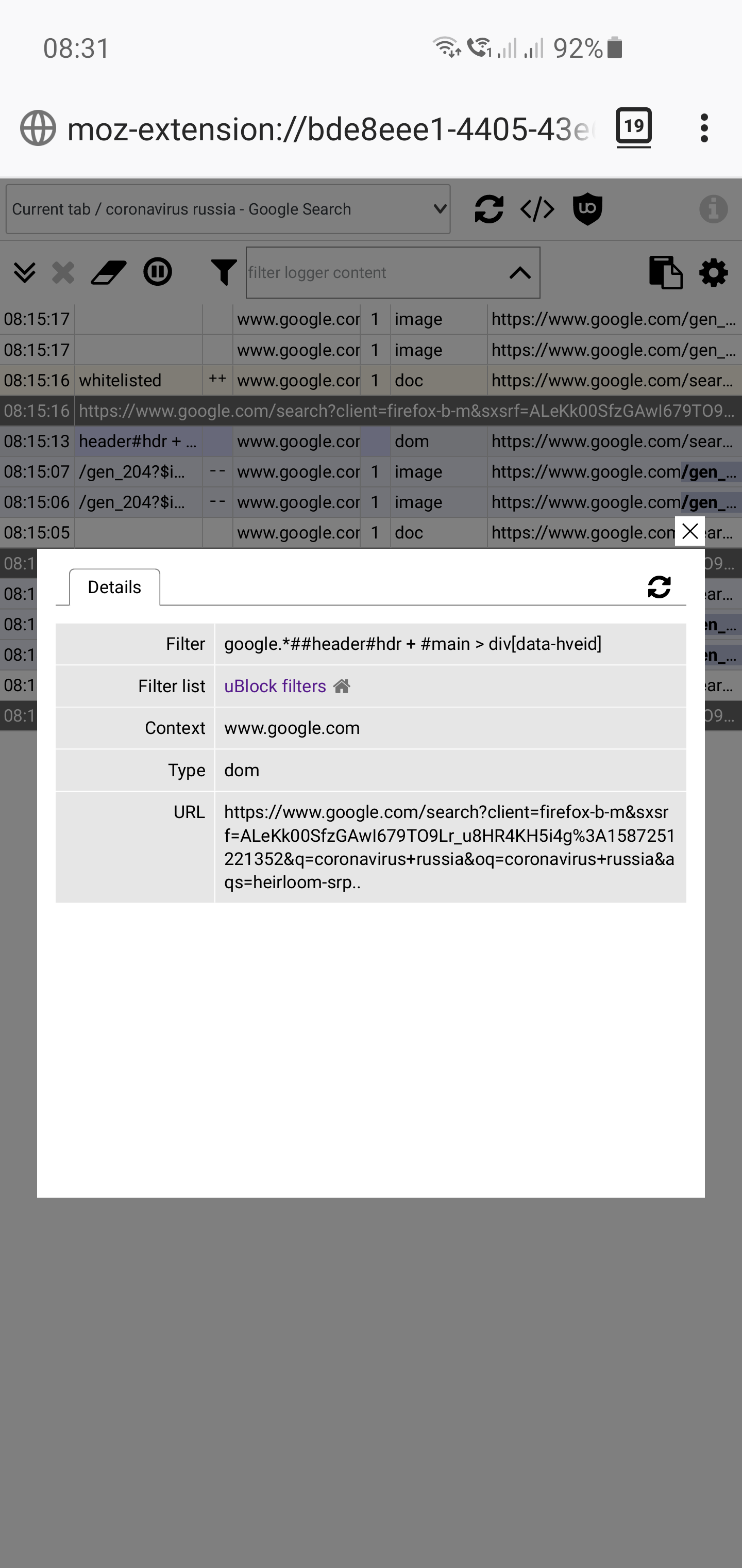 Blank Google search results Firefox Android · Issue #7267 · uBlockOrigin/uAssets · GitHub