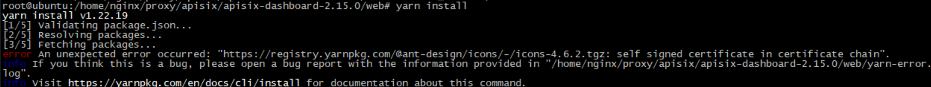 error An unexpected error occurred: "https://registry.yarnpkg.com/@ant-design/icons/-/icons-4.6. ...