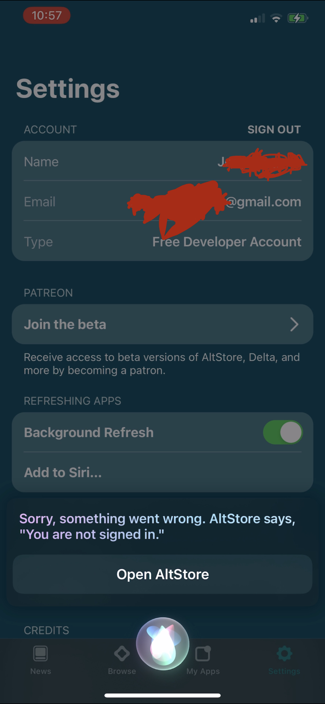 Siri say’s “You’re not signed in.” When I am. · Issue #857 · altstoreio ...
