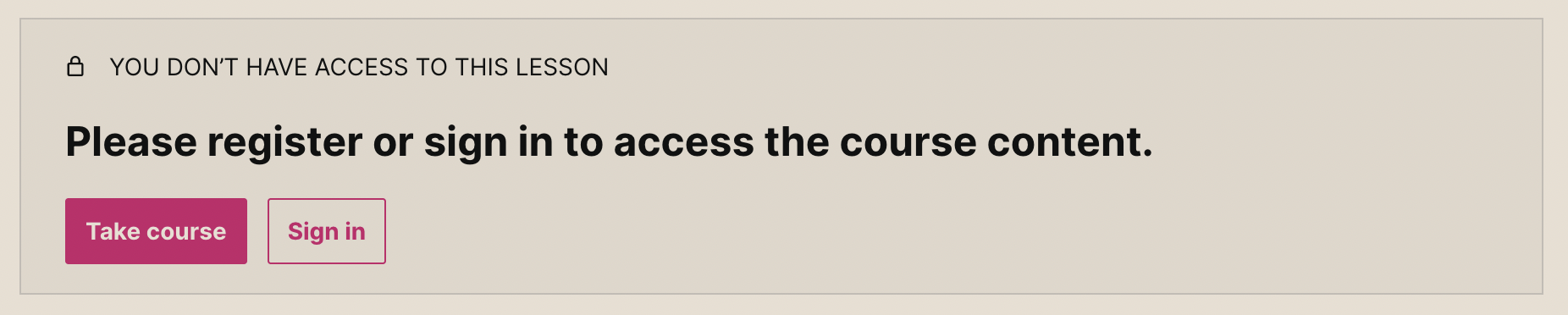 Take course button in logged-out notice should take to course page ...