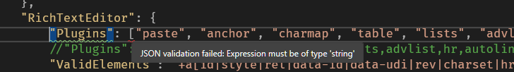 AppSettings schema for RTE plugins does not validate either string or string[] · Issue #12916 ...