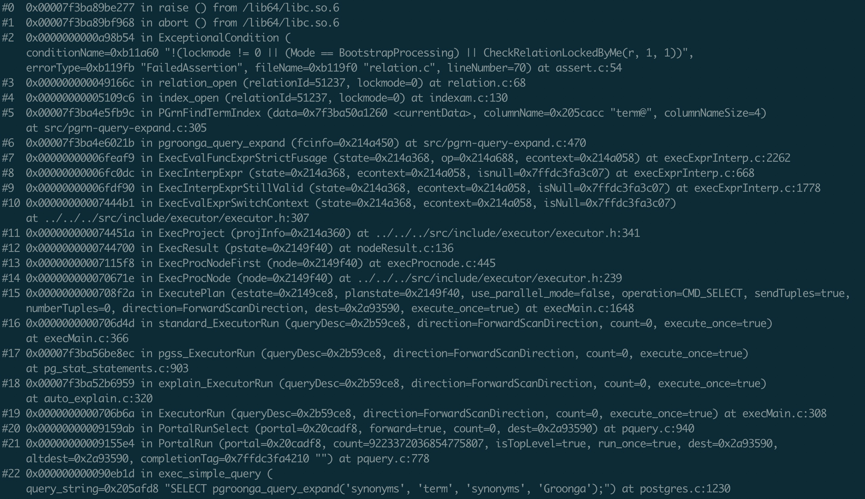 Assertion failures on PostgreSQL 12 · Issue #135 · pgroonga/pgroonga ...