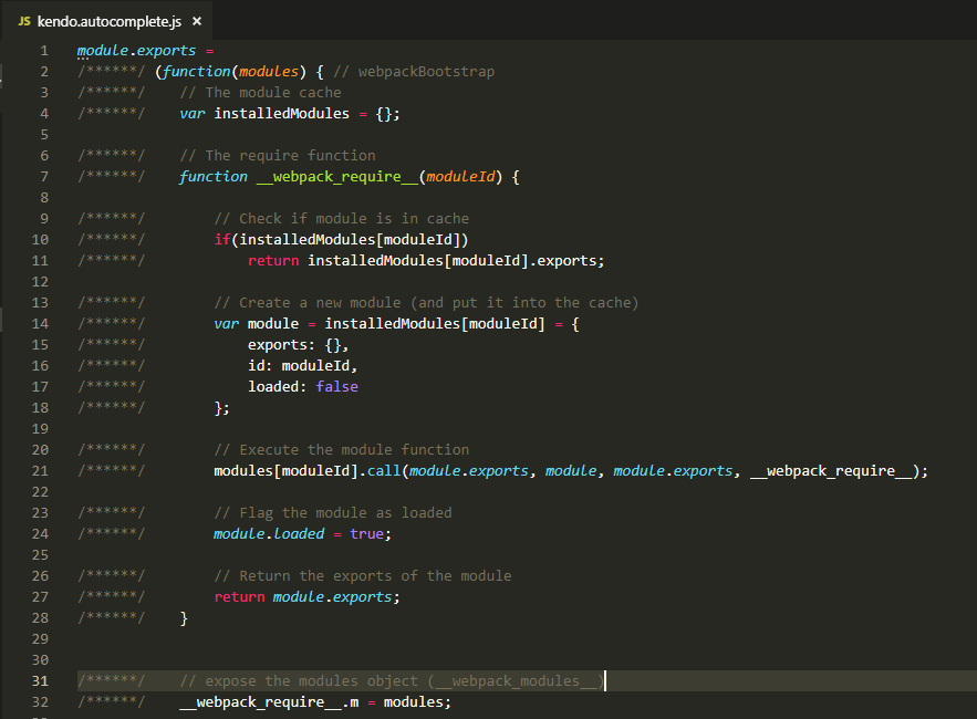 Kendo Ui Core Nmp Package Contains Webpack Manifests Instead Of Only The Actual Source Code