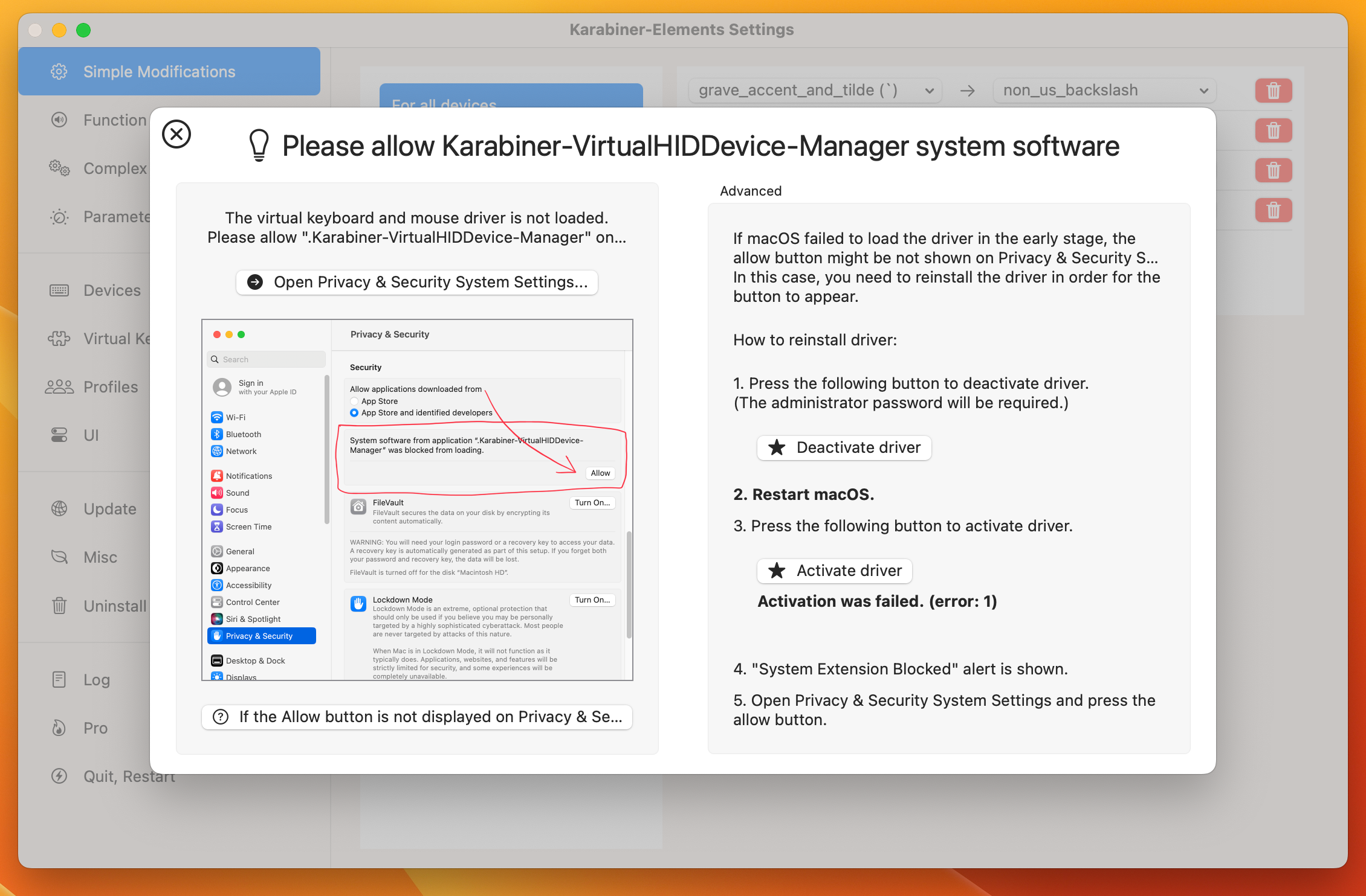 Karabiner Elements stopped applying key remapping after updating to Ventura 13.3.1 (a ...