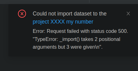 Export and subsequent import causes Error 500 - Datumaro format · Issue ...