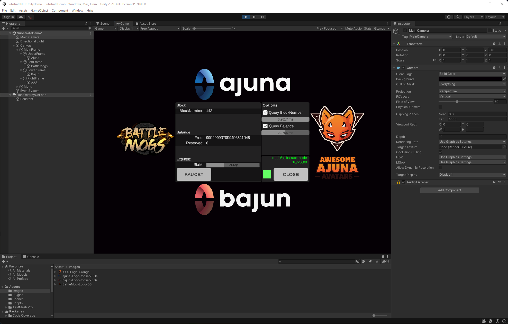 GitHub - ajuna-network/SubstrateNET.UnityDemo: Simple Unity Demo build on the Ajuna.SDK