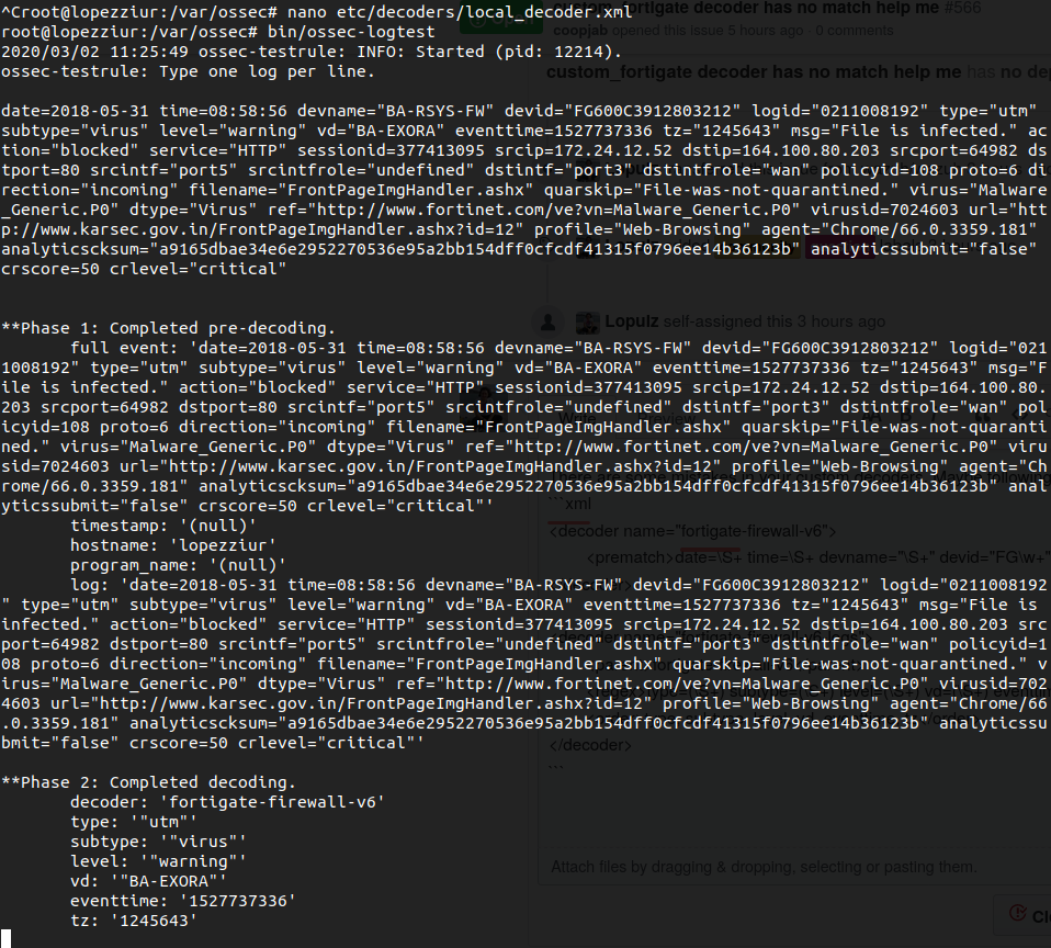 custom_fortigate decoder has no match help me · Issue #566 · wazuh/wazuh-ruleset · GitHub