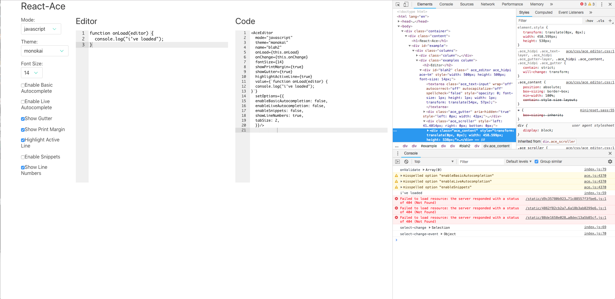 Demos Appear Broken · Issue 537 · Securingsincity React Ace · Github
