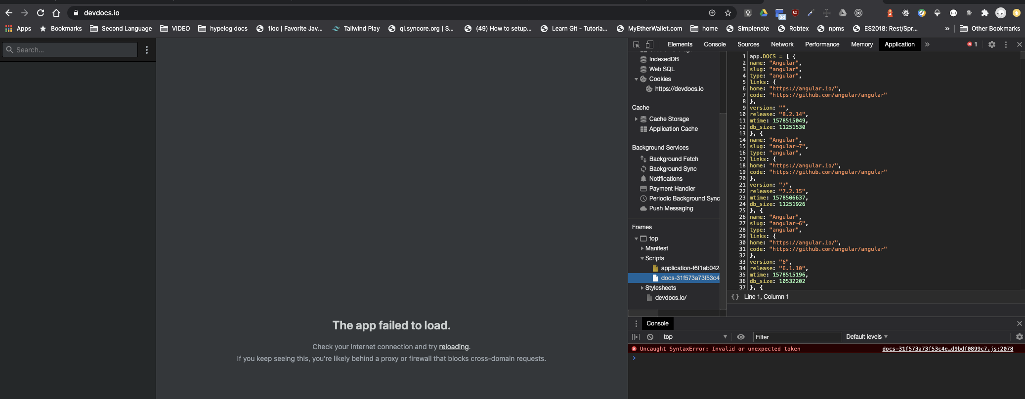 website doesnt work. at all. · Issue #1283 · freeCodeCamp/devdocs · GitHub