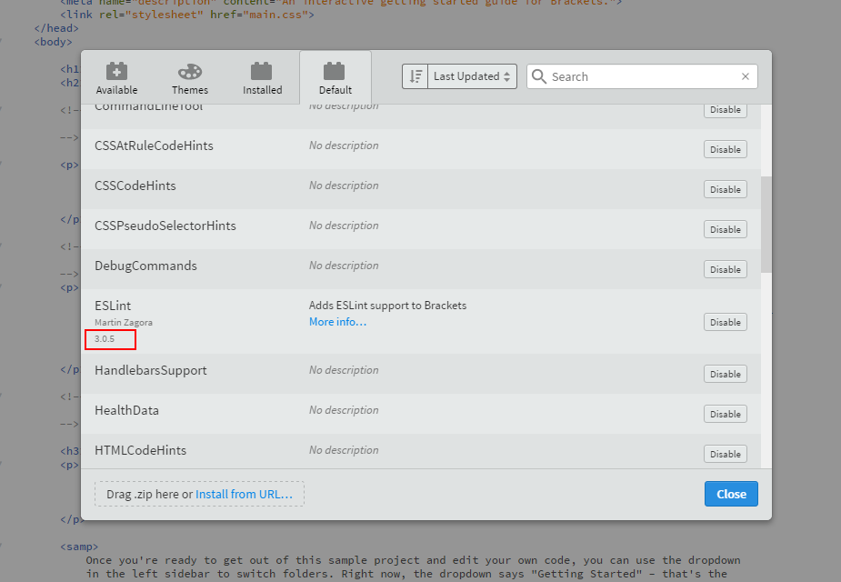 Dilato: Core: The default version of ESLint is inconsistent with the version in the More info ...