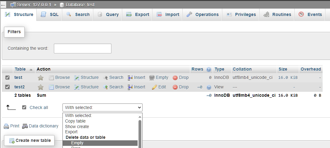 Unable to truncate all tables when a VIEW is included. · Issue #18762 · phpmyadmin/phpmyadmin ...