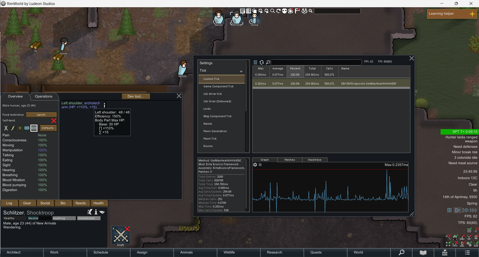 Lag spikes again! · Issue #55 · Vectorial1024/EliteBionicsFramework · GitHub