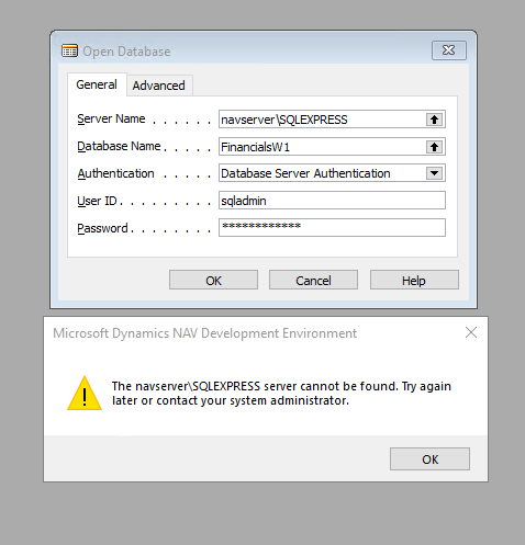navserver\SQLEXPRESS server cannot be found · Issue #293 · microsoft ...