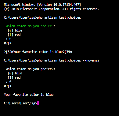 Command::choice() displays random, unsupported, characters on Windows ...