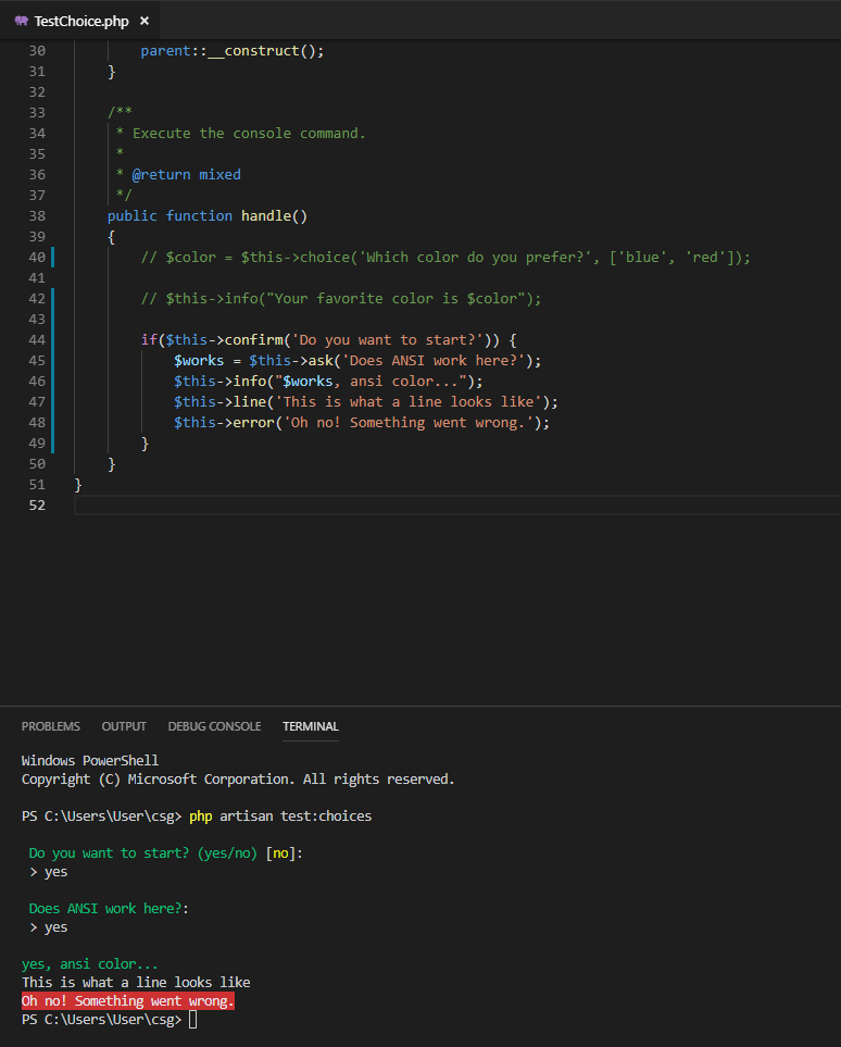 Command::choice() displays random, unsupported, characters on Windows · Issue #26902 · laravel ...