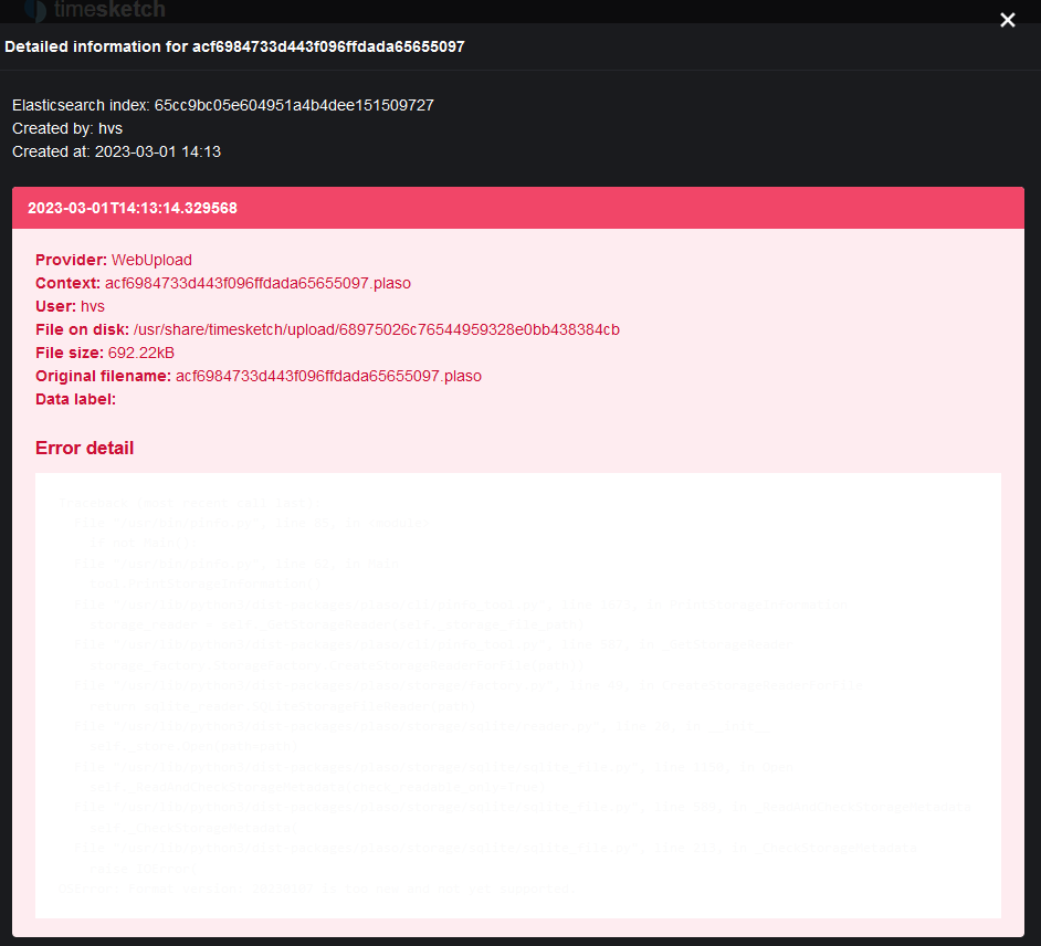 UI feedback: Error Details text color same as background color · Issue #2588 · google/timesketch ...
