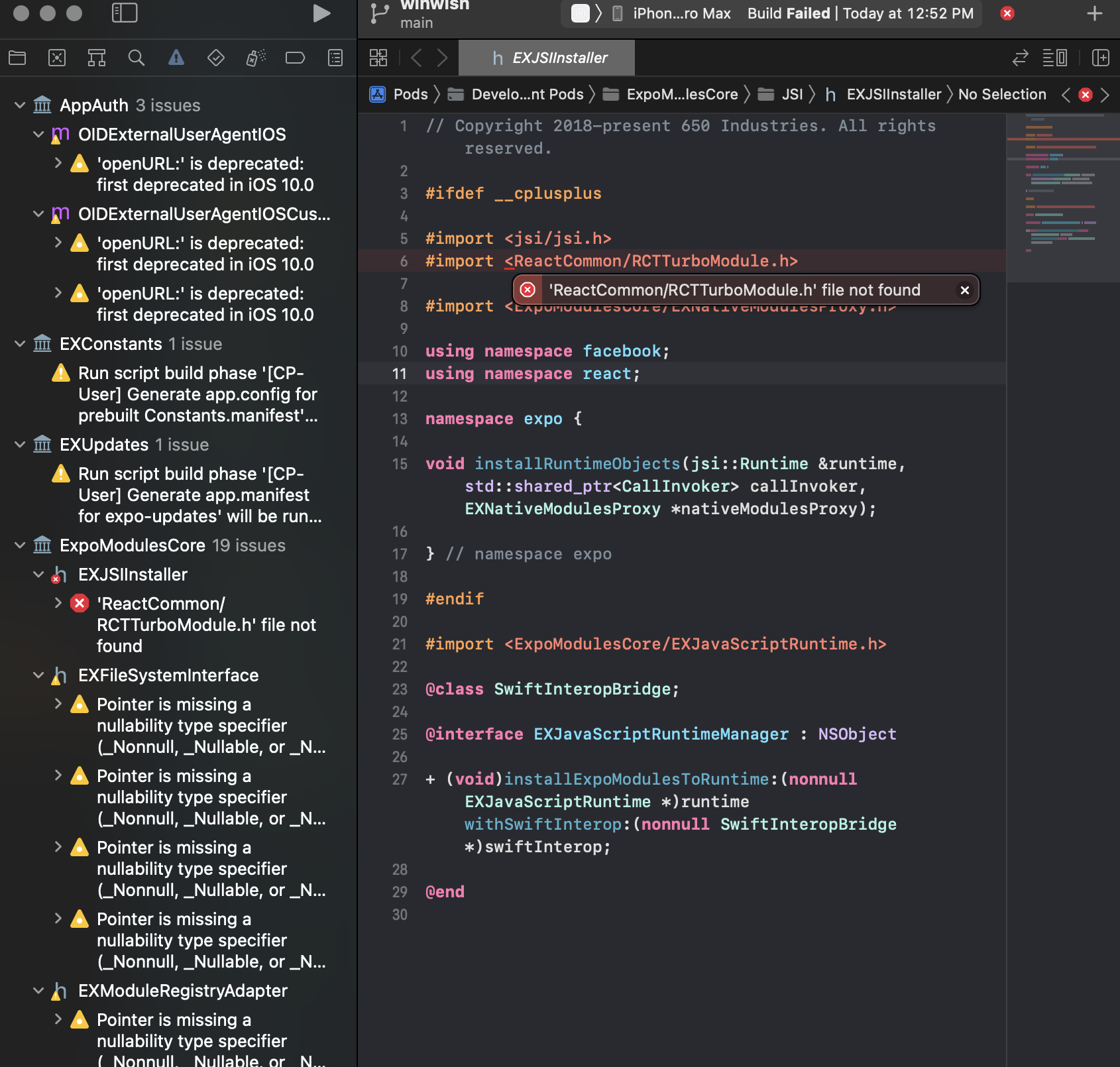 'ReactCommon/RCTTurboModule.h' file not found when running npx expo run:ios · Issue #23809 ...